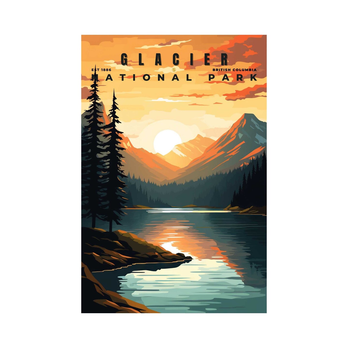 Glacier National Park Poster, Travel Print, Office Poster, Home Decor ...