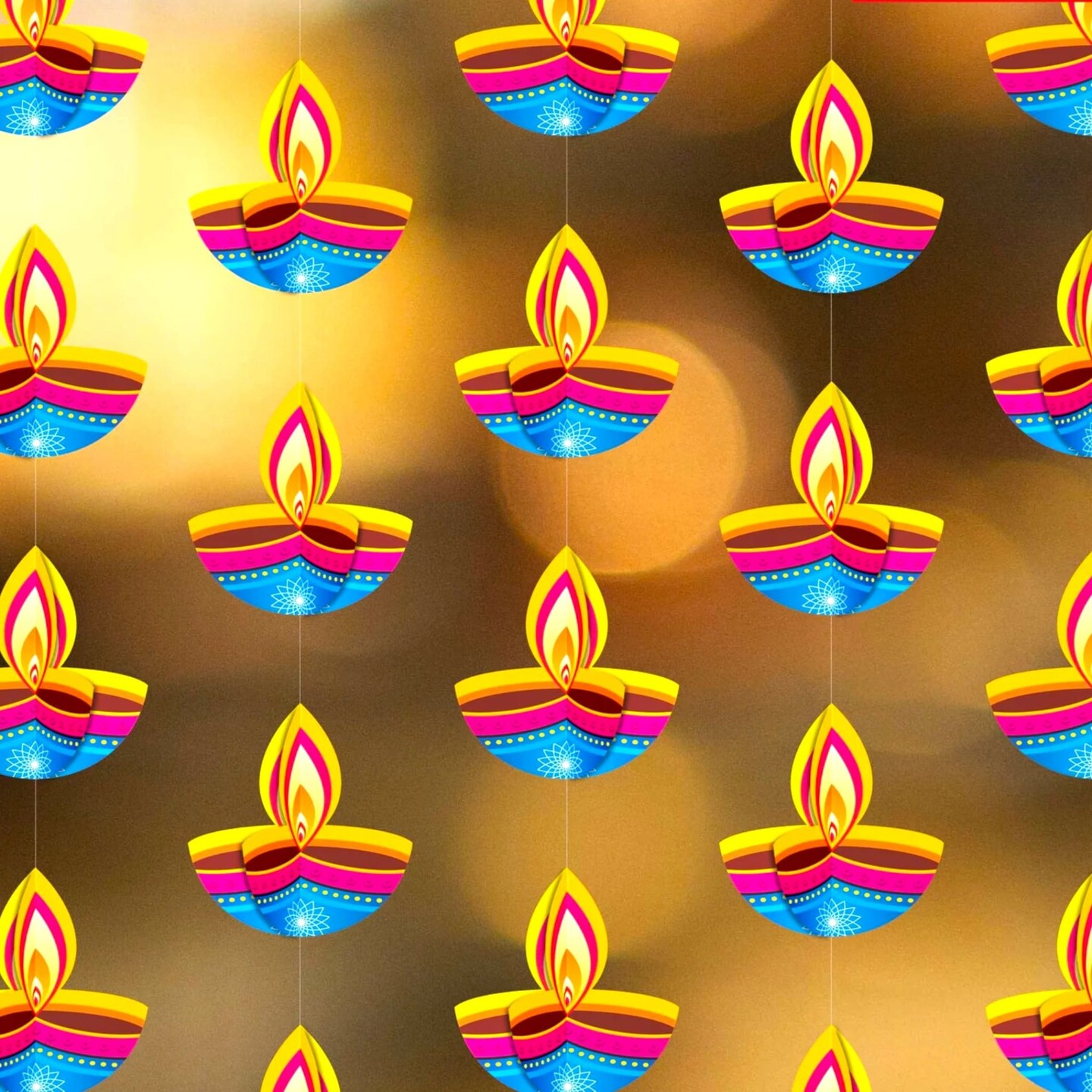 4ct Paper Diya Diwali Hanging Strings, Diwali Decoration, Diwali Decor ...
