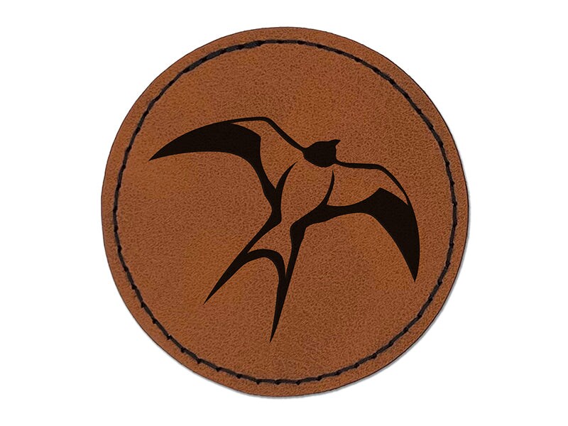 Barn Swallow Bird in Flight Round Iron-On Engraved Faux Leather Patch Applique - 2.5" | Michaels