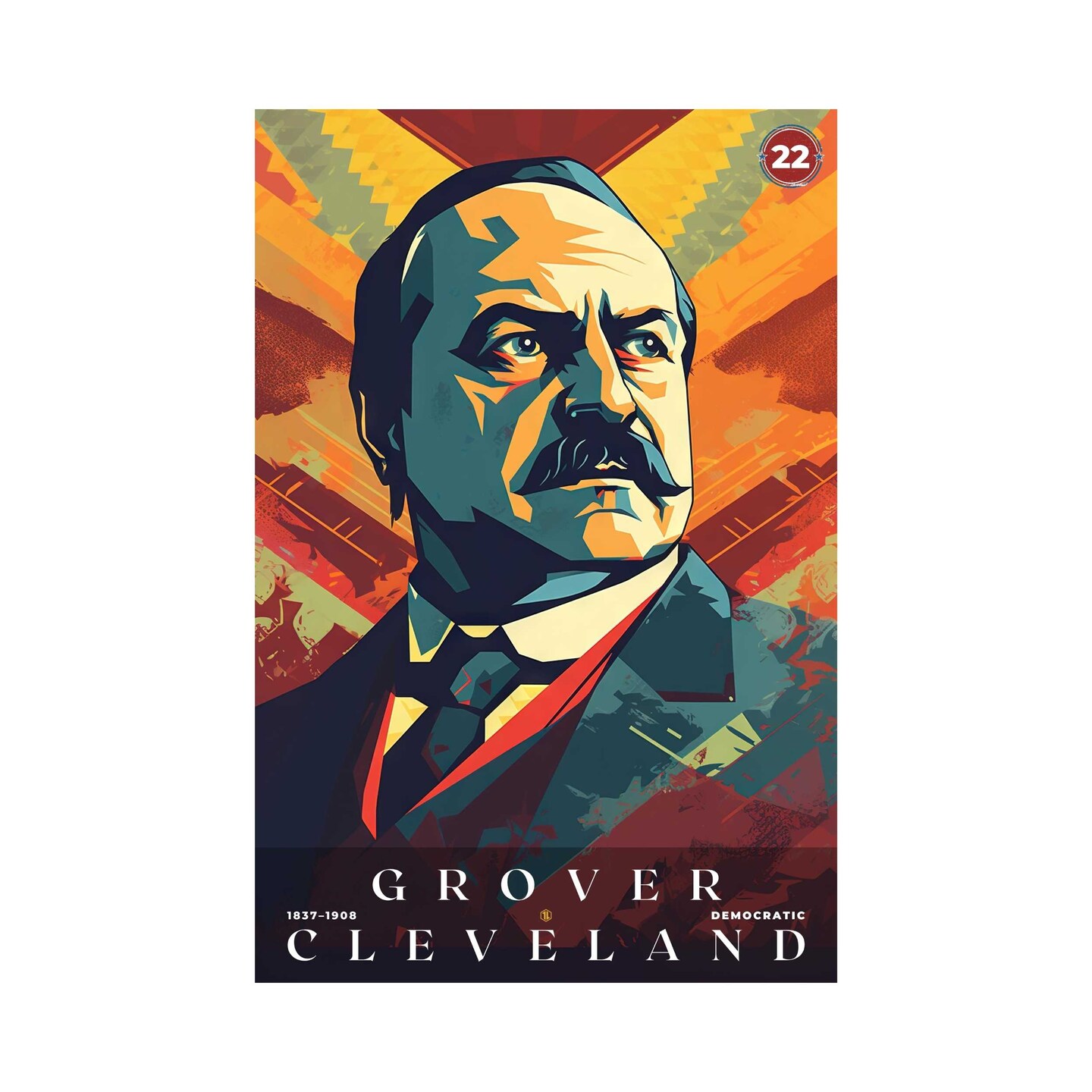 Grover Cleveland 22nd Poster, US President Print, Office Poster, Home ...