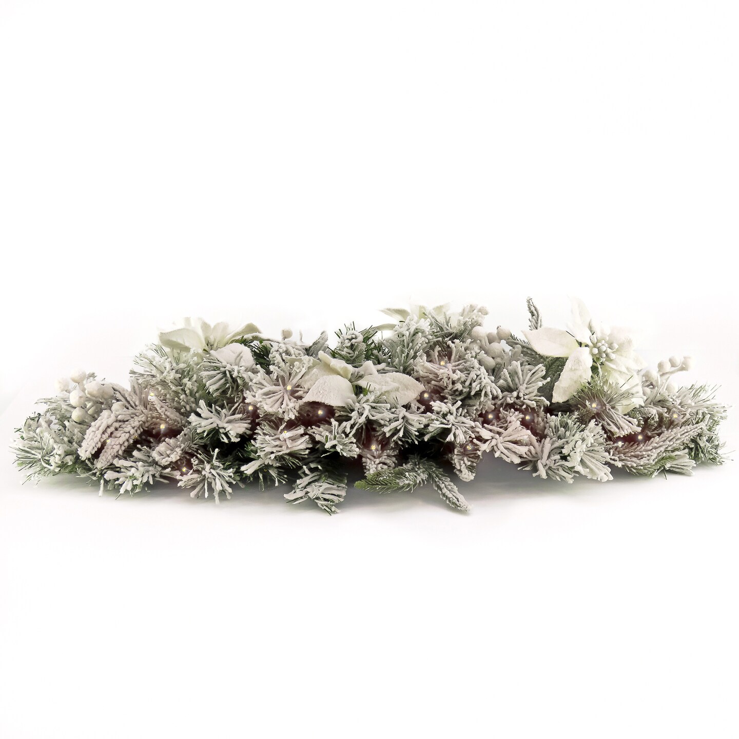 National Tree Company 36" Frosted Colonial Mantle Swag with LED Lights ...