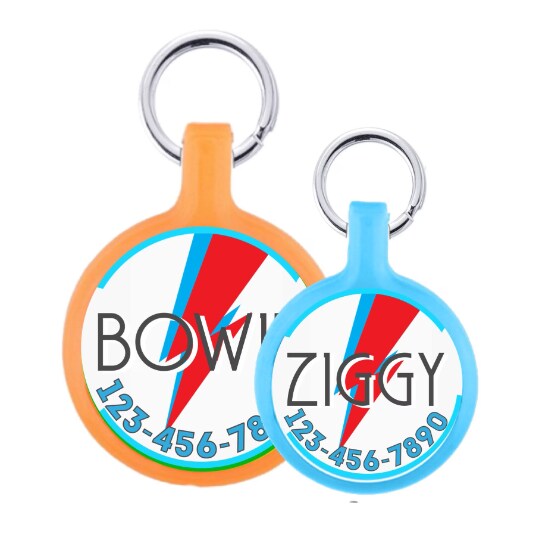 Lightning Bolt Bowie Ziggy Stardust-inspired Design Personalized Dog ID ...