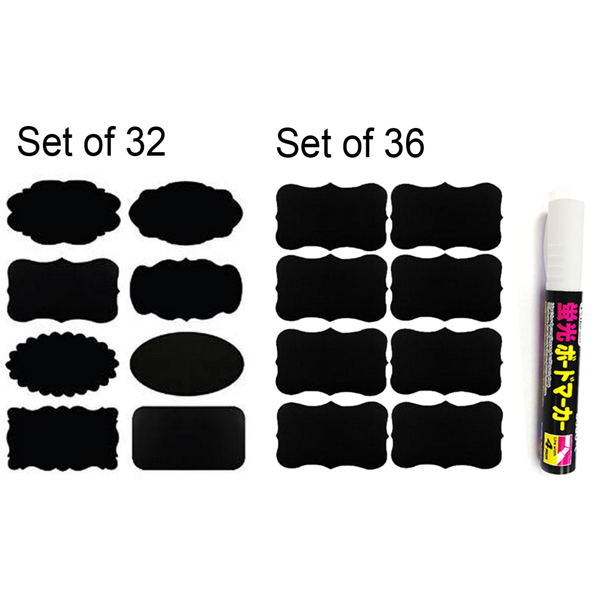 Wrapables Set of 68 Chalkboard Labels / Chalkboard Stickers with White ...
