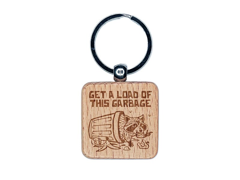 Insulting Garbage Raccoon Trash Can Panda Engraved Wood Square Keychain ...