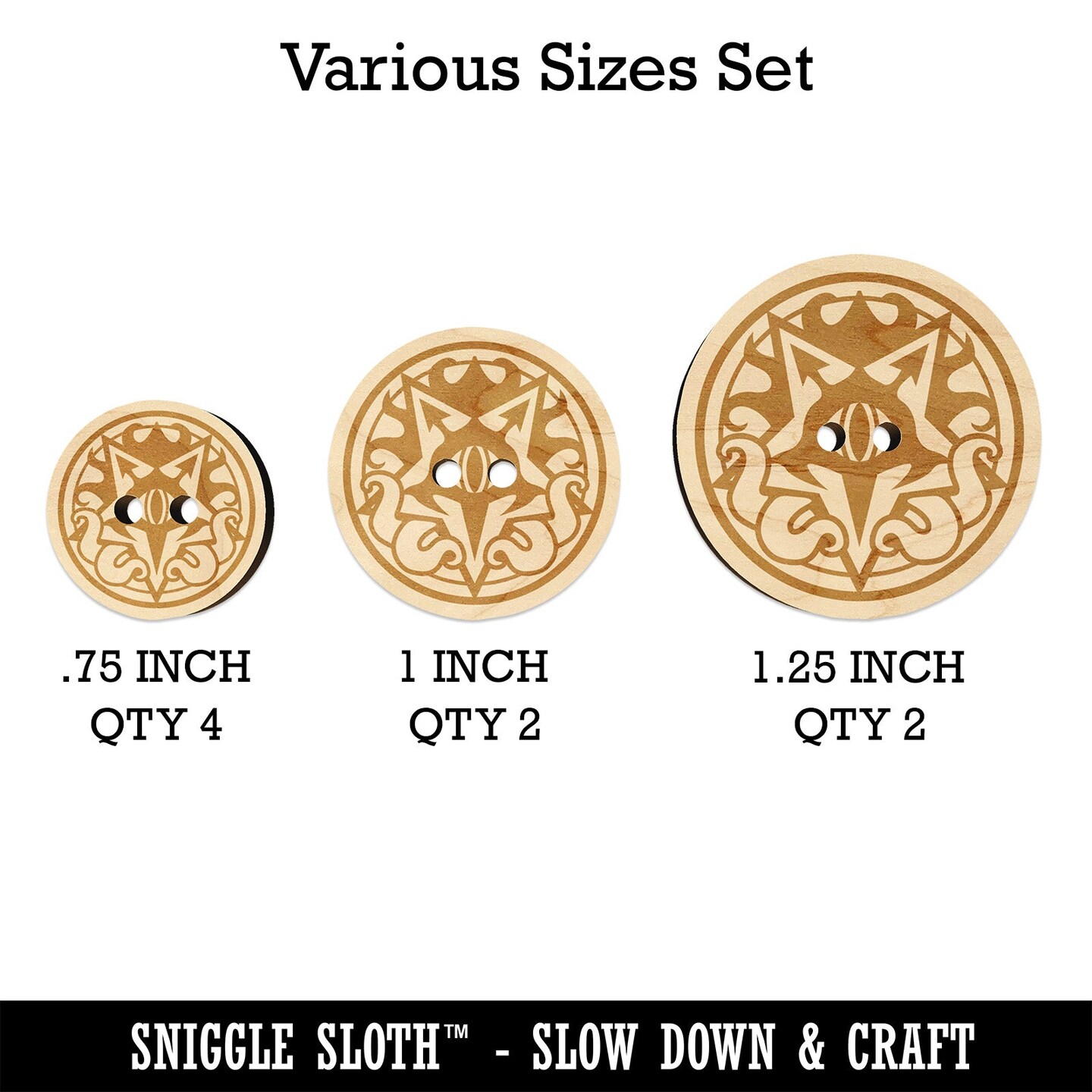 Warlock Pentagram with Tentacles and Eye Wood Buttons for Sewing ...