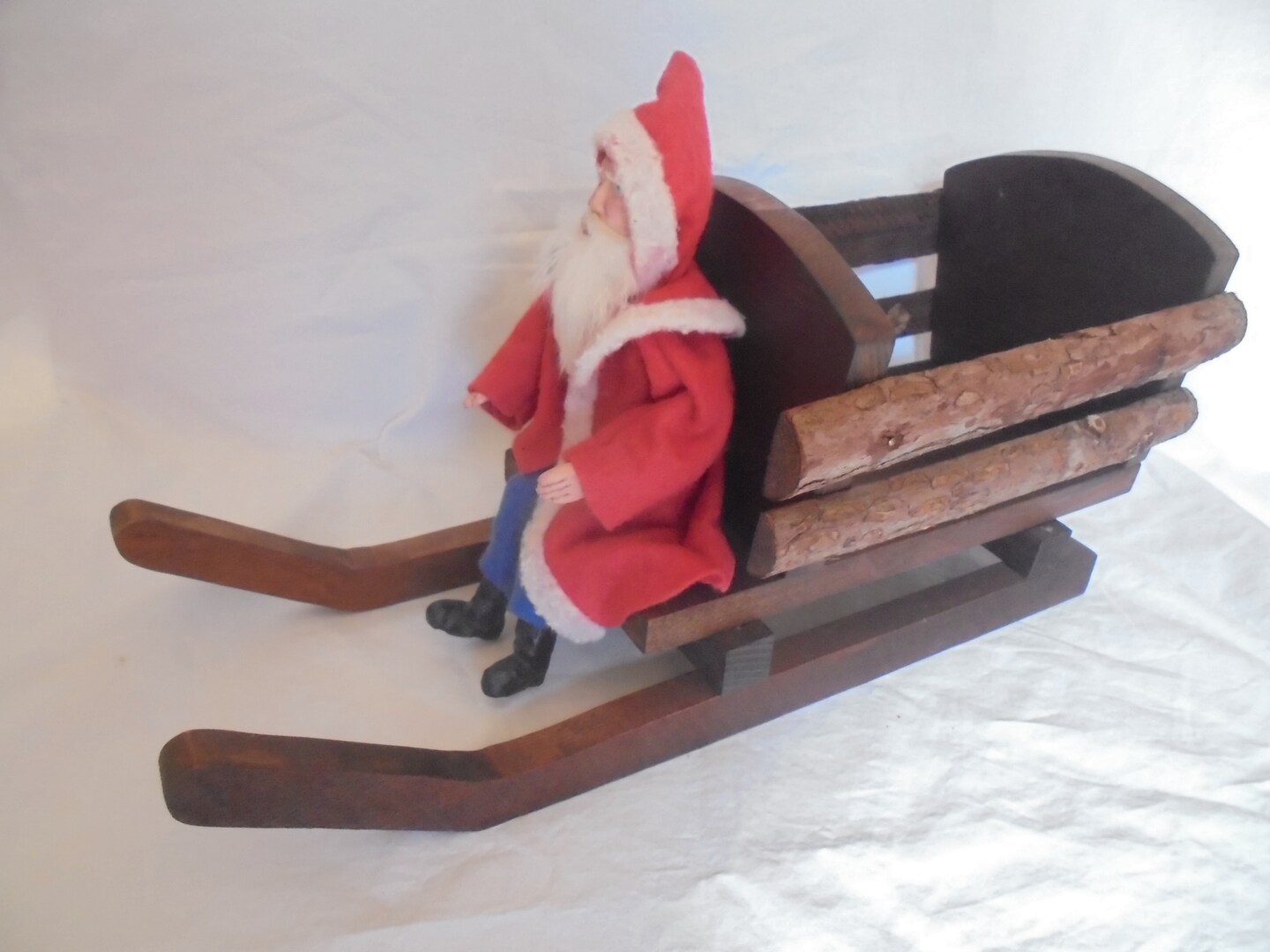 Antique German Inspired Replica Santa Claus in Log Sleigh Hand Crafted ...