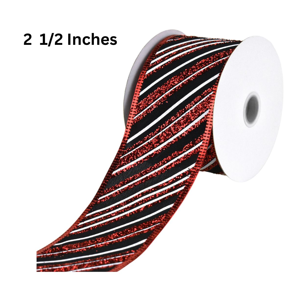 10 yards Diagonal Glittered Stripes Satin Wired Ribbon | Michaels