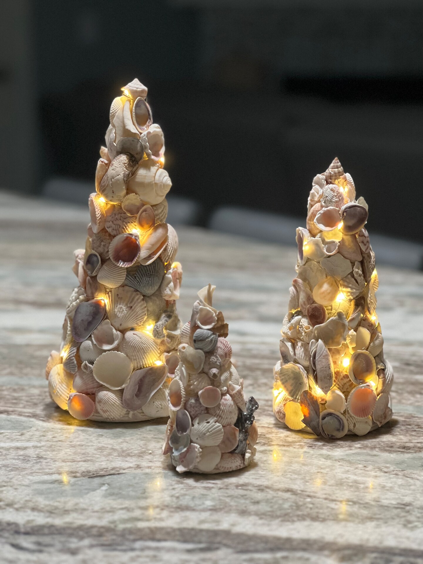 Sea Shell Christmas Trees with Fairy Lights | MakerPlace by Michaels