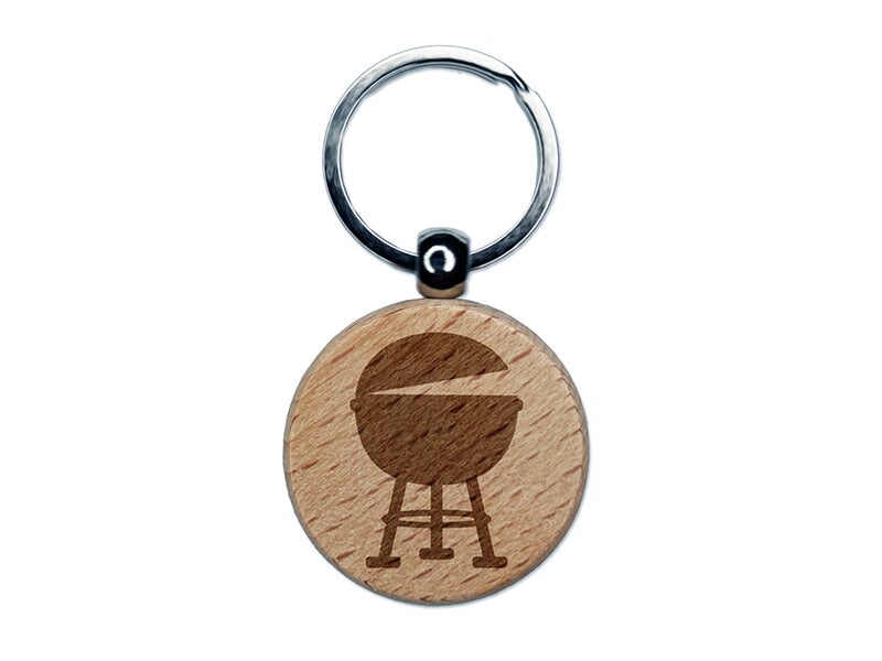 BBQ Barbecue Grill Engraved Wood Round Keychain Tag Charm | Michaels