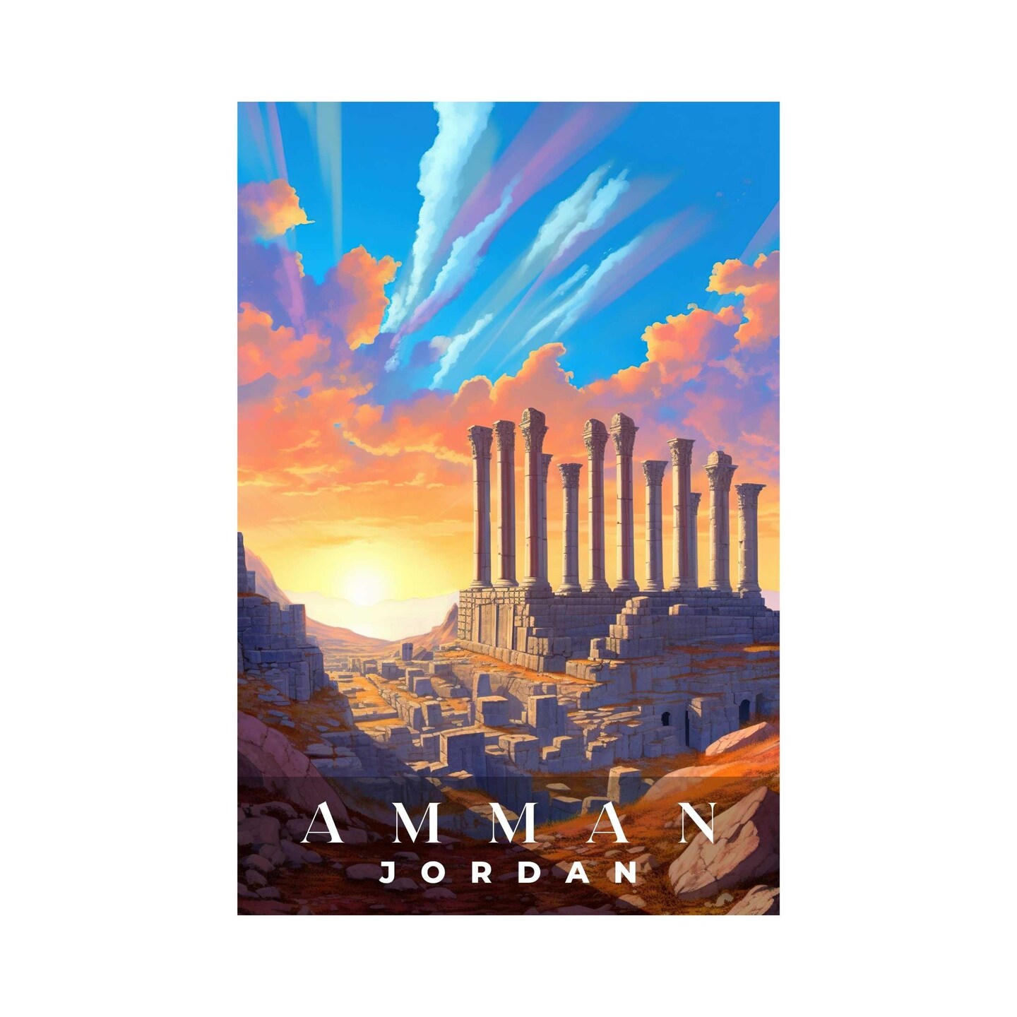 Amman Poster, World Travel Print, Office Poster, Home Decor | S2 ...