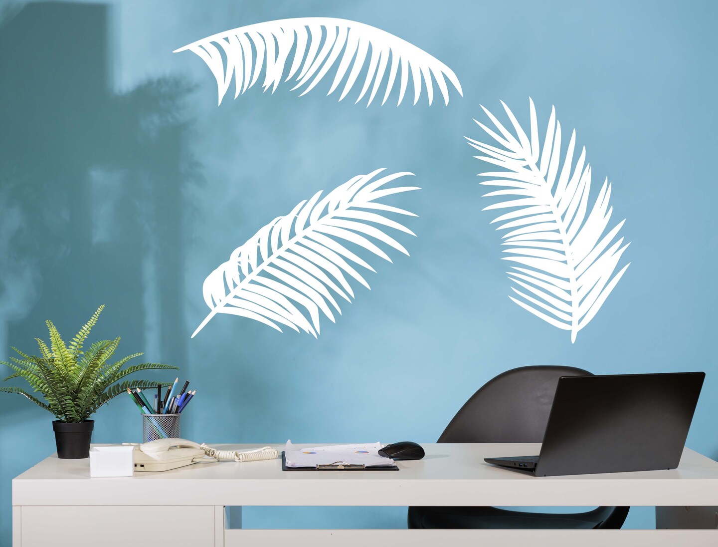 Palm Leaves Wall Decal, Bedroom Living Room Botanical Wall Decals ...