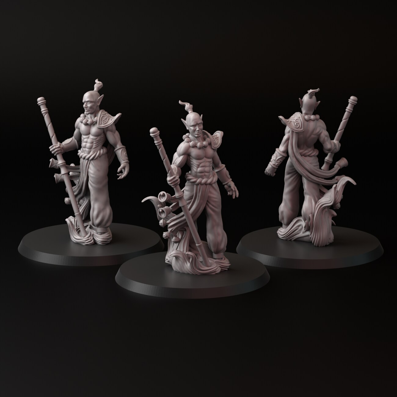 Elf monk from Cross Lances Studio. Total height apx. 39mm. Unpainted ...