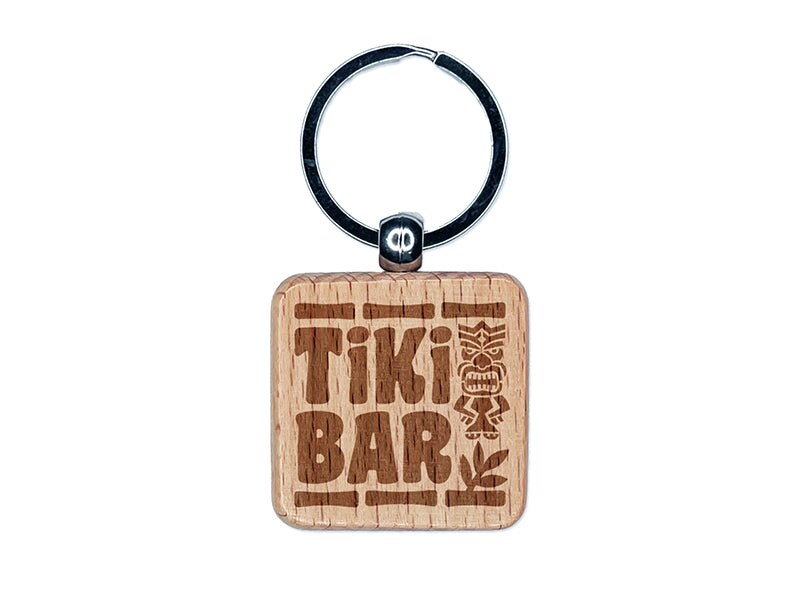 Tiki Bar Engraved Wood Square Keychain Tag Charm | Michaels