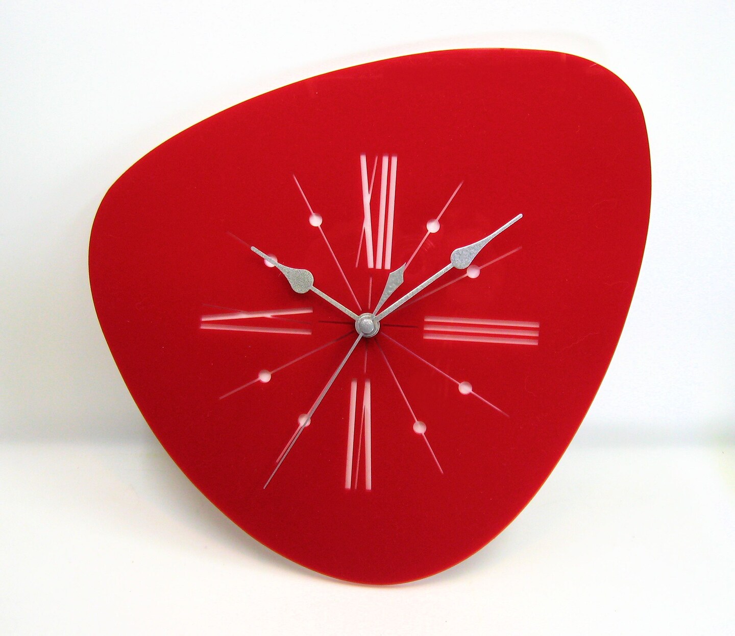 Handmade, 1950's Style wall clock, Roman Numerals, Mid-Century, Atomic ...
