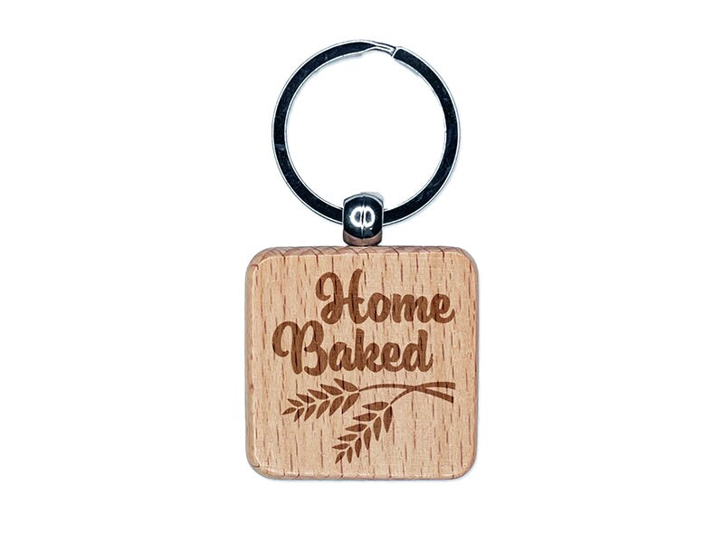 Home Baked Bread Baking Engraved Wood Square Keychain Tag Charm | Michaels