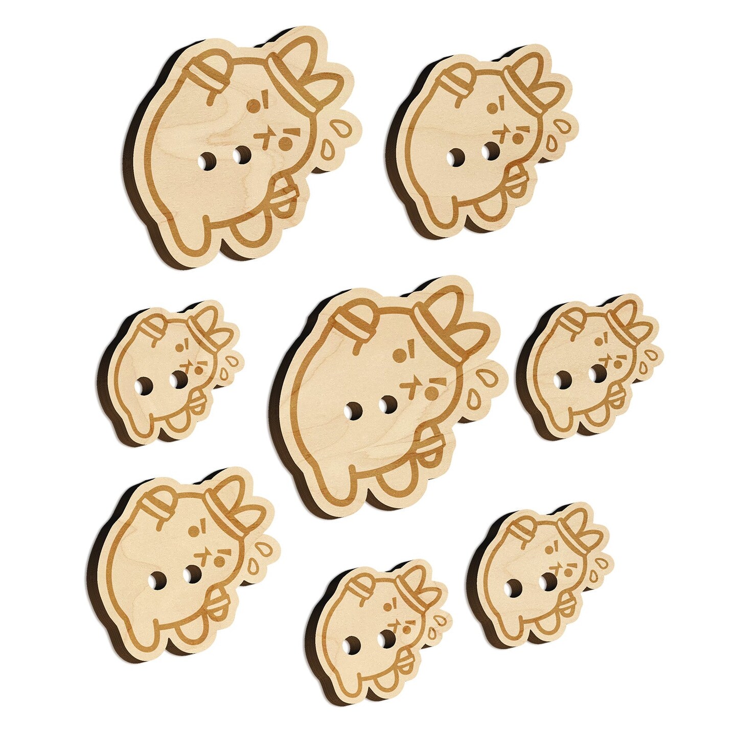 Cute Kawaii Bunny Rabbit Workout Exercise Wood Buttons for Sewing ...