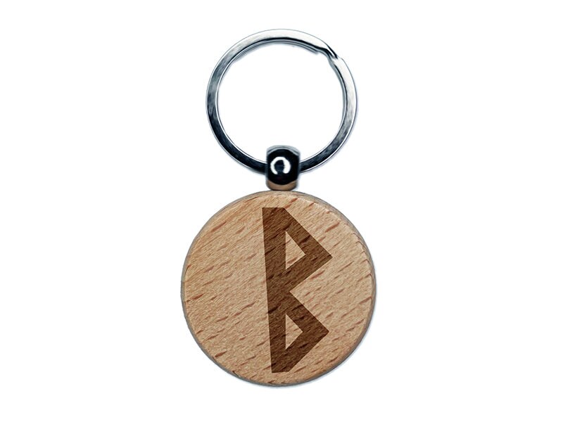 Norse Viking Dwarven Rune Letter B Engraved Wood Round Keychain Tag ...