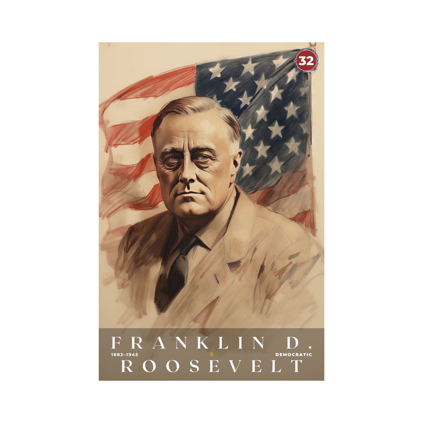 Franklin D. Roosevelt Poster, US President Print, Office Poster, Home ...