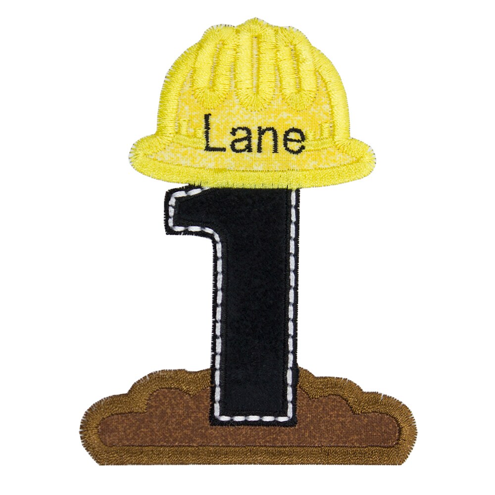 Construction Birthday Number with Hard Hat Personalized Custom Sew or ...