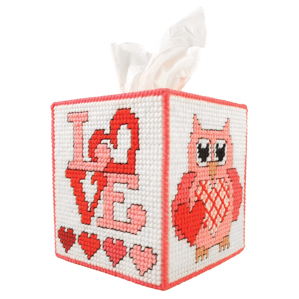 Herrschners Hearts & Love Tissue Box Plastic Canvas Kit, Color ...