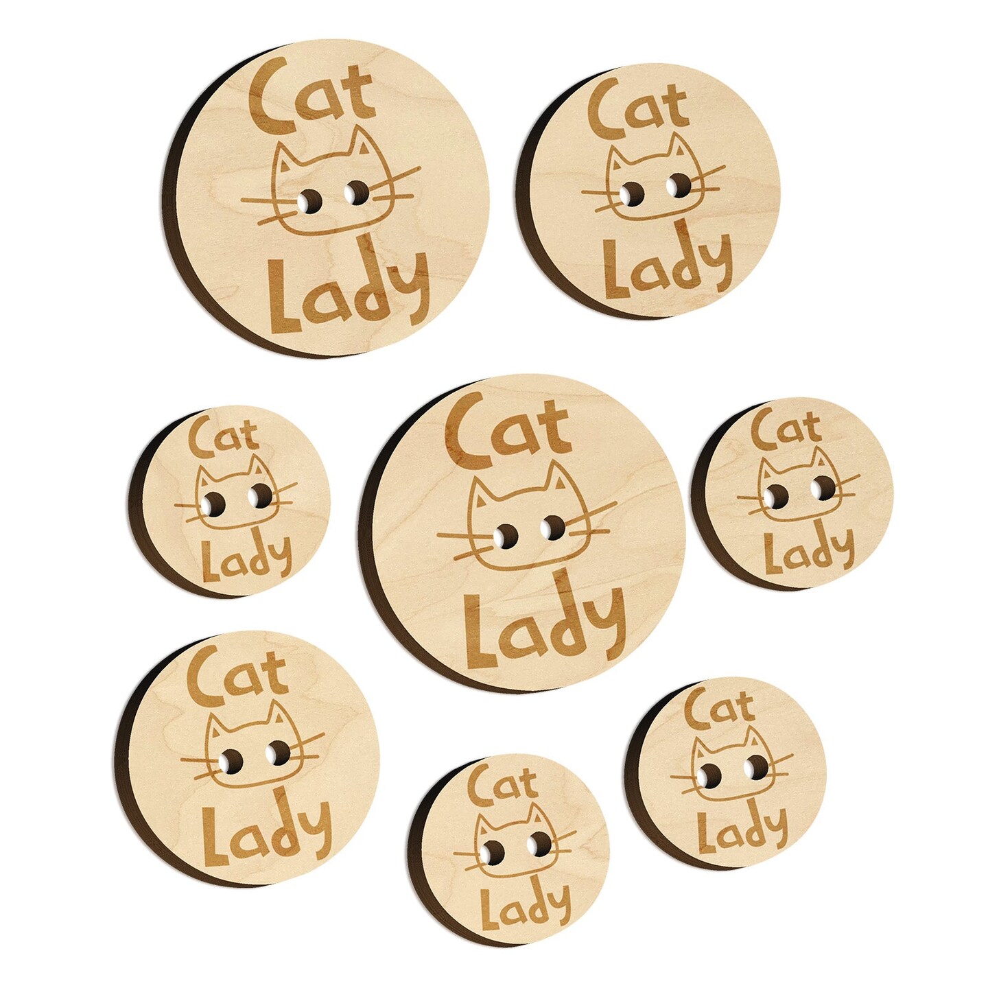 Cat Lady Cuteness Wood Buttons for Sewing Knitting Crochet DIY Craft ...