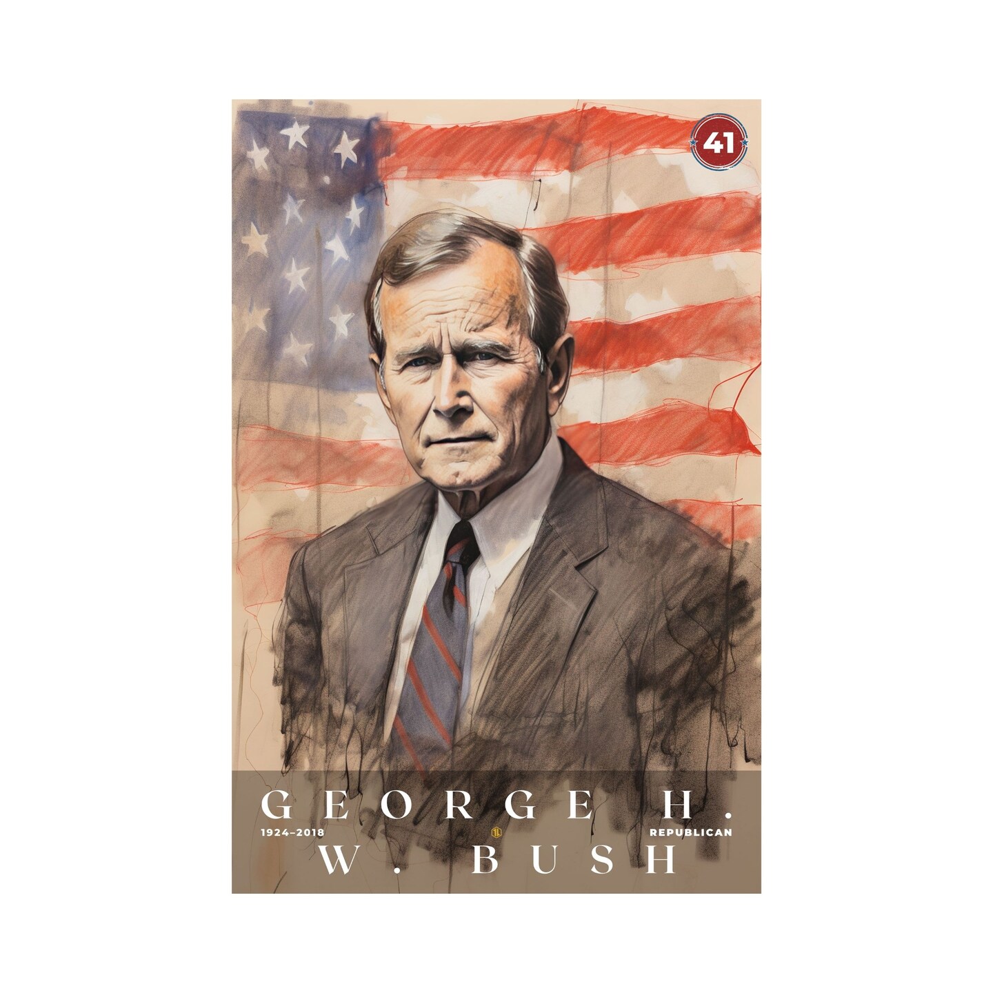 George H. W. Bush Poster, US President Print, Office Poster, Home Decor ...