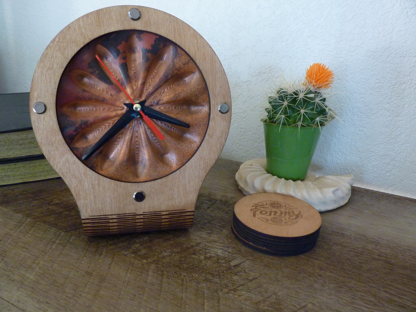 Petals Clock - created with beautiful natural copper and birch wood ...