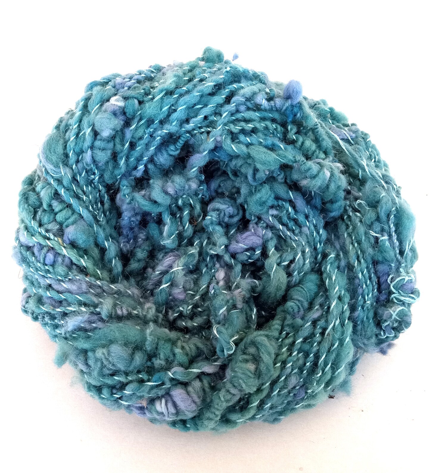 Bulky Weight Wool boucle bumpy Hand spun Teal Blue Green Yarn ...
