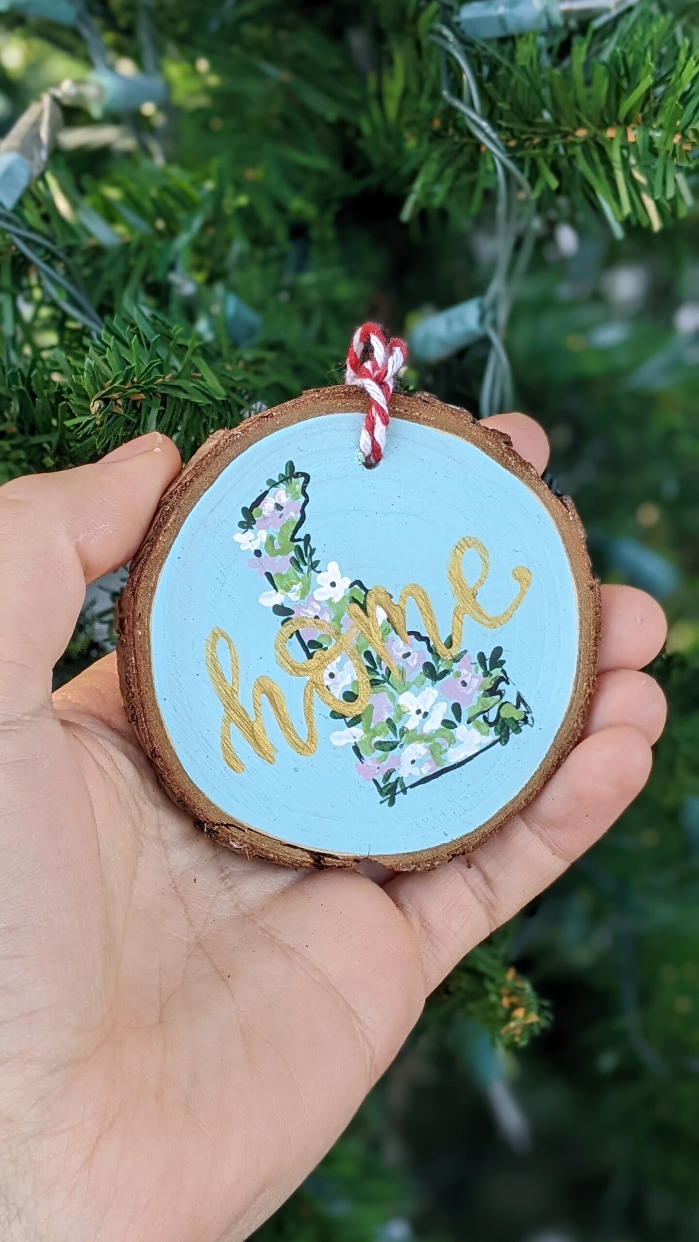 Delaware Ornament, Custom State Map, Christmas Decoration, Hand Painted ...