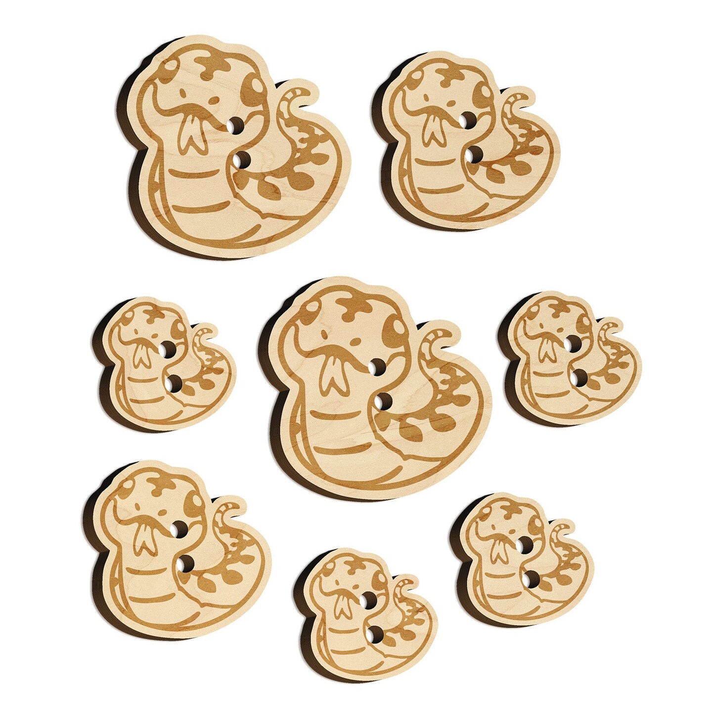 Sassy Snake with Tongue Sticking Out Wood Buttons for Sewing Knitting ...