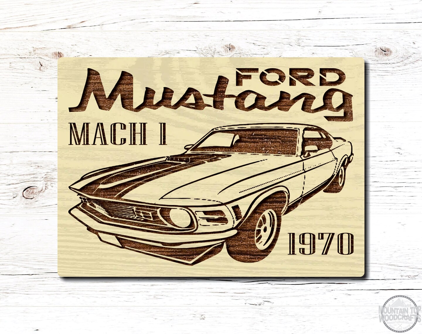 1970 Ford Mustang Mach 1 Muscle Car Wooden Sign Plaque Laser Engraved ...