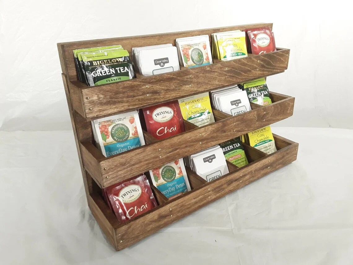 Dark Tea Rack Organizer for Individually Wrapped Tea Bags. 150 Plus Tea ...