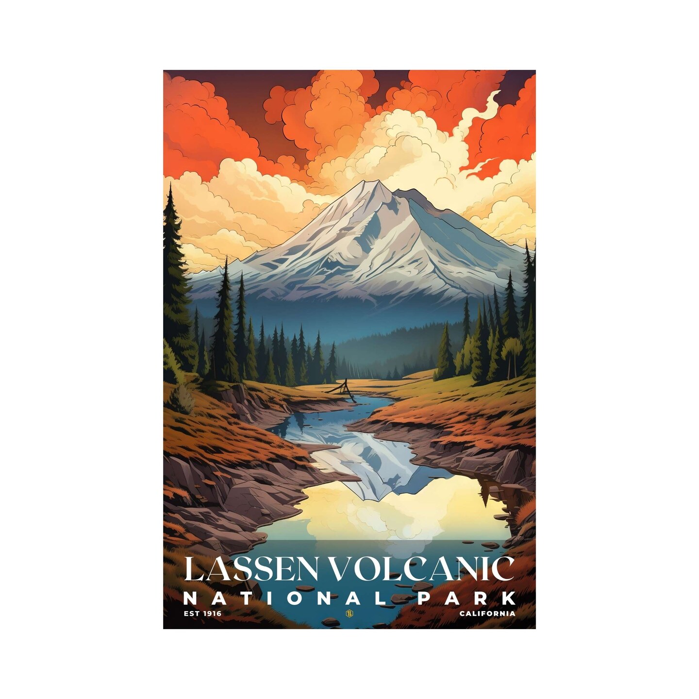 Lassen Volcanic National Park Poster, Travel Art, Office Poster, Home ...