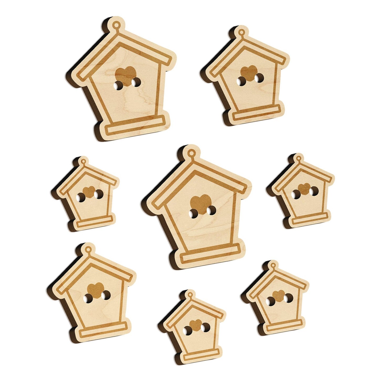 Sweet Birdhouse with Heart Wood Buttons for Sewing Knitting Crochet DIY ...