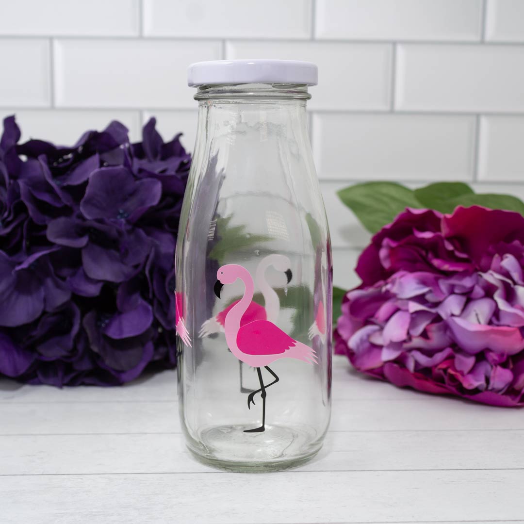 Pink Flamingo | Milk Bottle Glasses | 12 oz Milk Bottle Glass ...