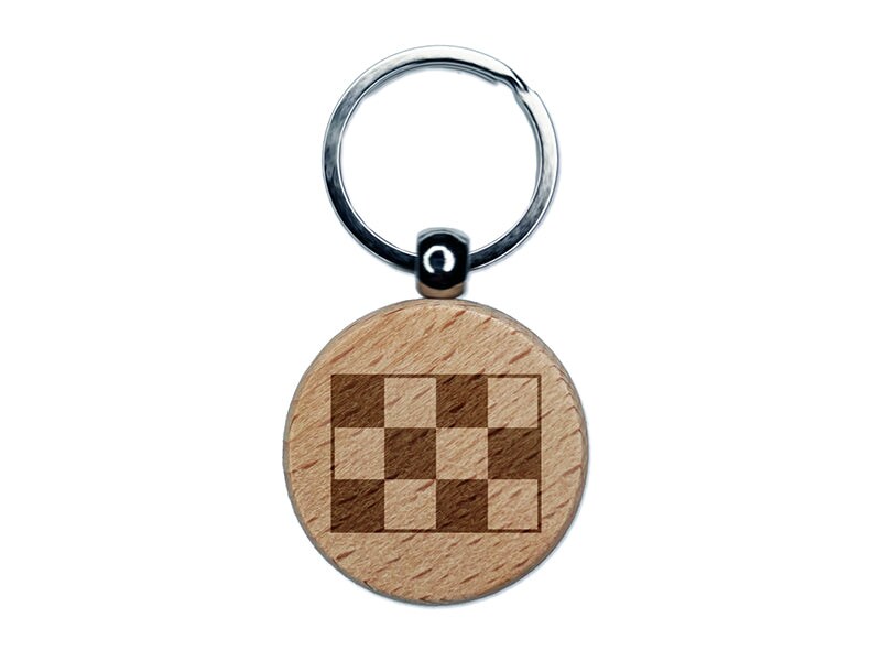Checkered Flag Engraved Wood Round Keychain Tag Charm | Michaels