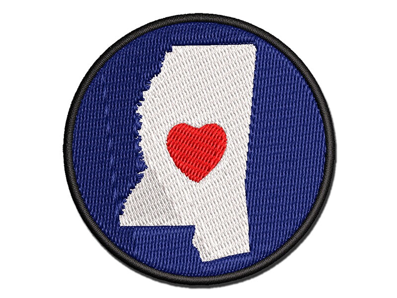 Mississippi State with Heart Multi-Color Embroidered Iron-On or Hook ...