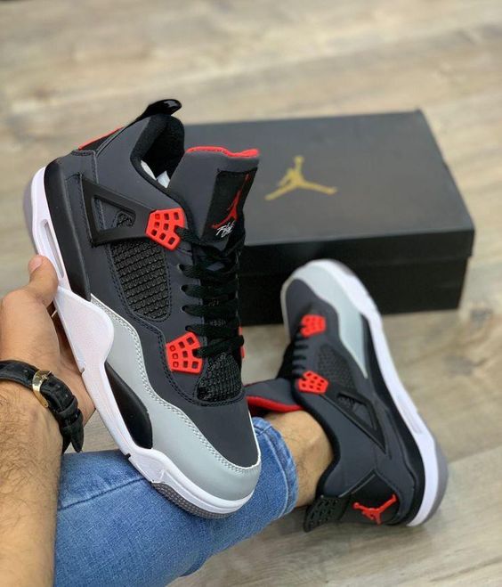 Air Jordan 4 “Infrared” Dark Grey Infrared 23-Black-Cement Grey Shoes ...