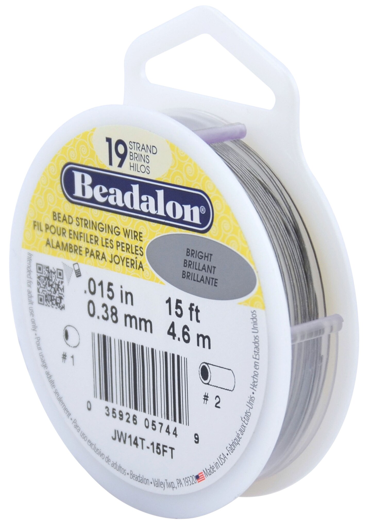 Beadalon Stringing Wire 19-Strand .015"X15'-Bright | Michaels