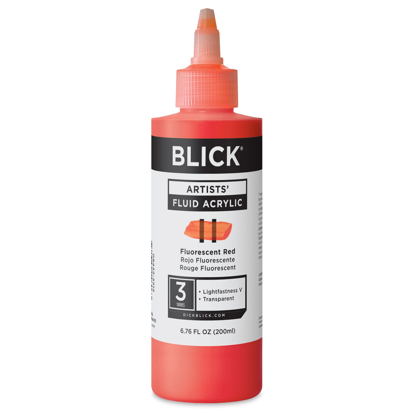 Blick Artists’ Fluid Acrylic - Fluorescent Red, 200 ml, Color: Red ...