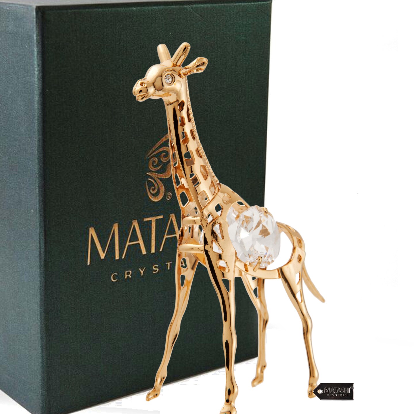 Matashi 24K Gold Plated Crystal Studded Gold Giraffe Ornament Tabletop ...