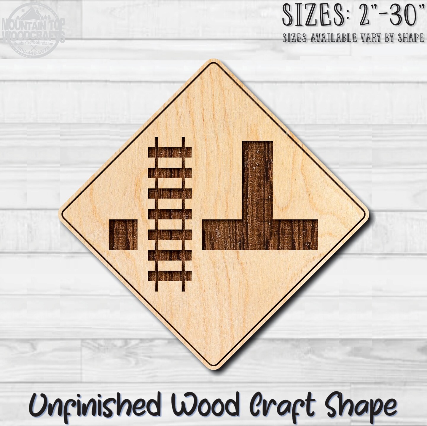 Railroad Crossing Traffic Street Road Sign Unfinished Wood Shape Blank ...