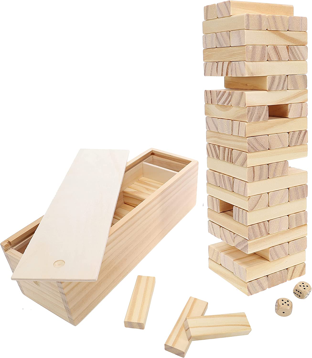 WE Games Wood Block Stacking Party Game That Tumbles Down when you play ...