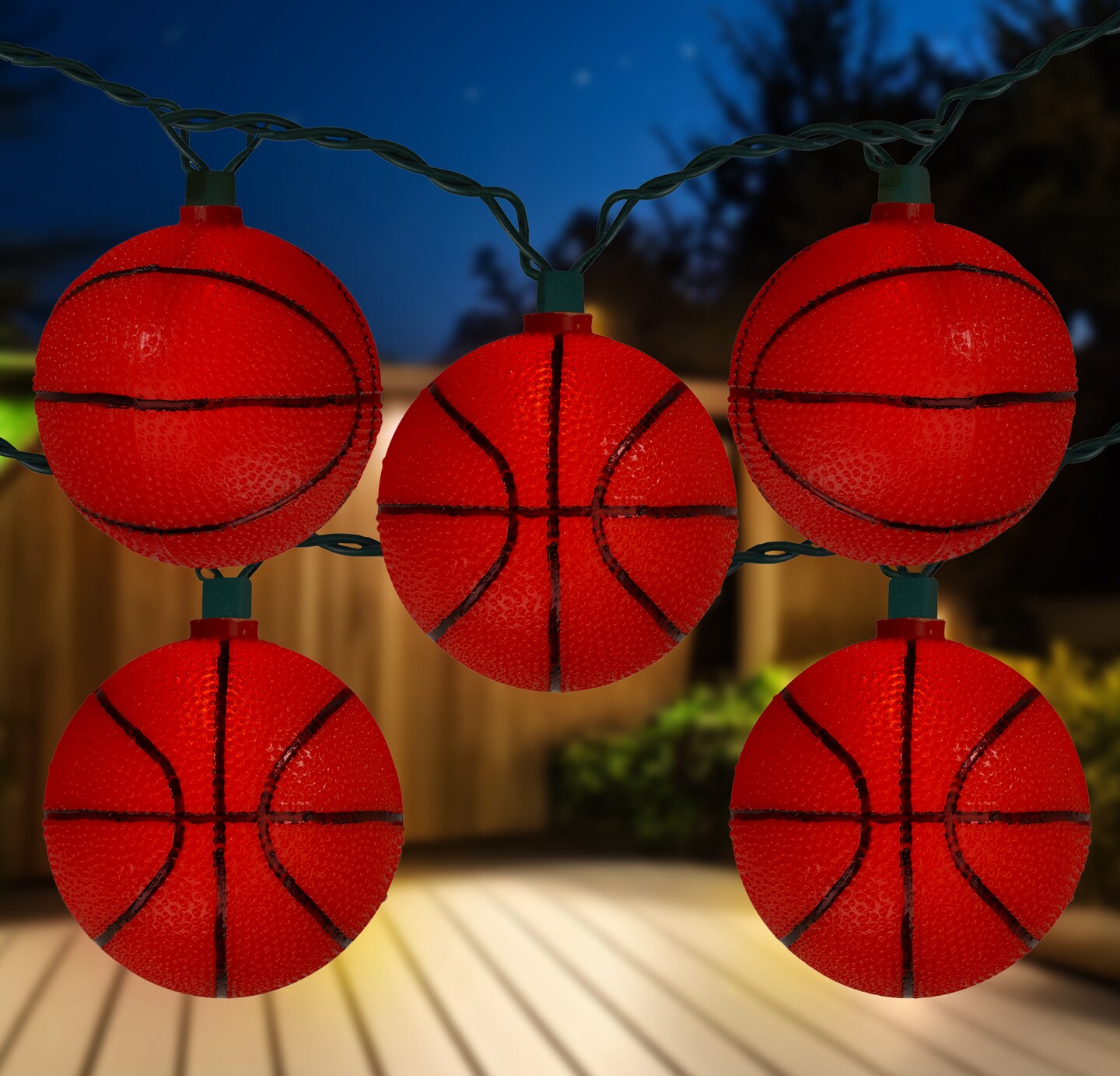 Kurt Adler Basketball Sport Christmas Novelty Light Set - 11.5 ft Green ...