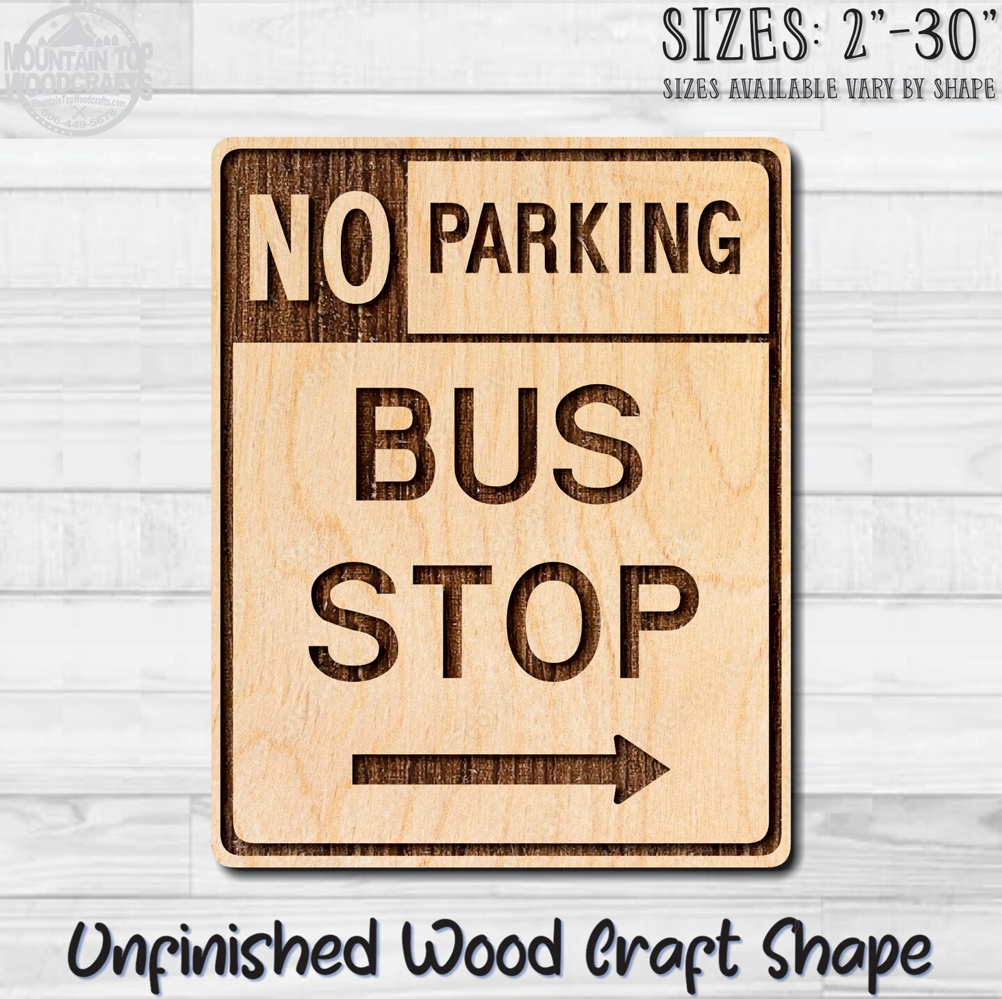 Bus Stop No Parking Arrow Traffic Street Sign Unfinished Wood Shape ...