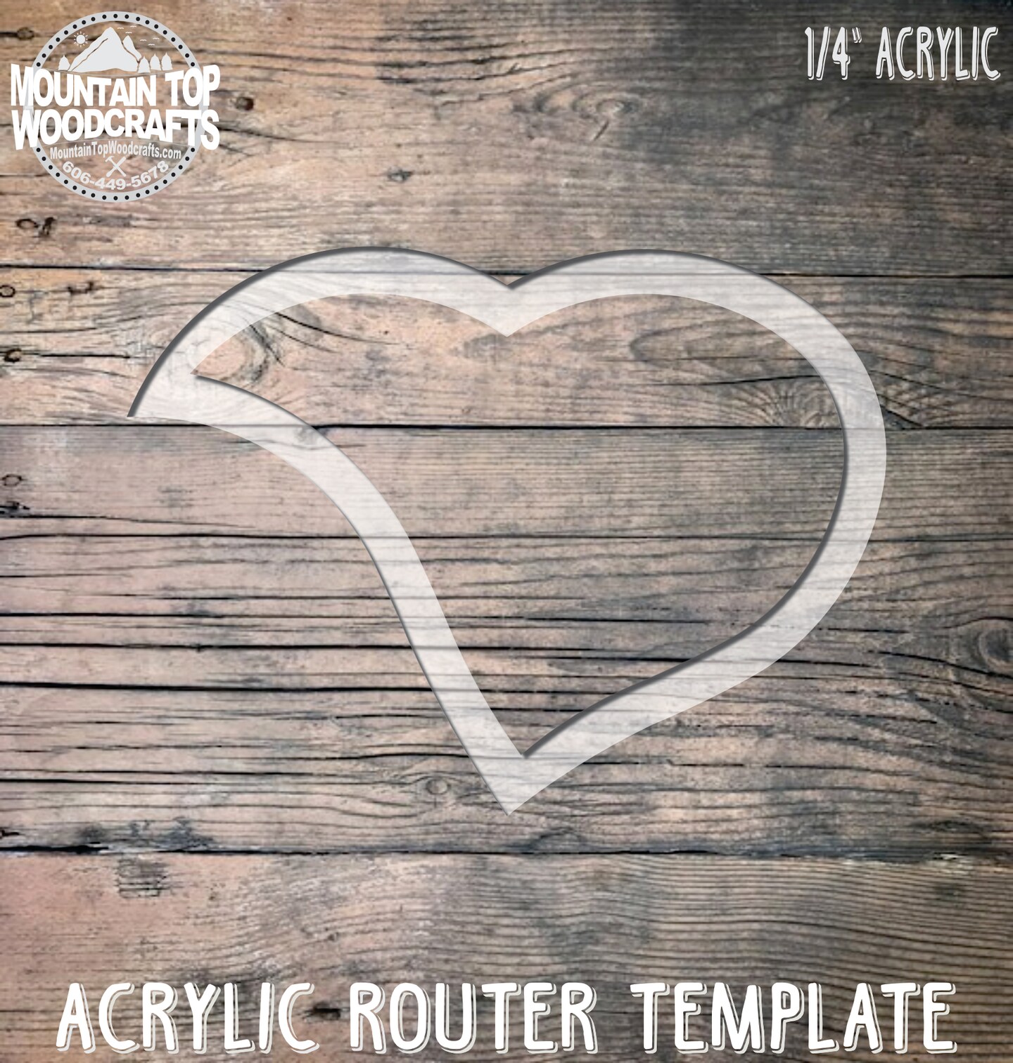 Slant Heart Interlocking Tray ~ Acrylic Inlay Wood Router Template ...