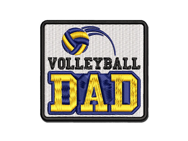 Volleyball Dad Text with Ball Multi-Color Embroidered Iron-On or Hook ...