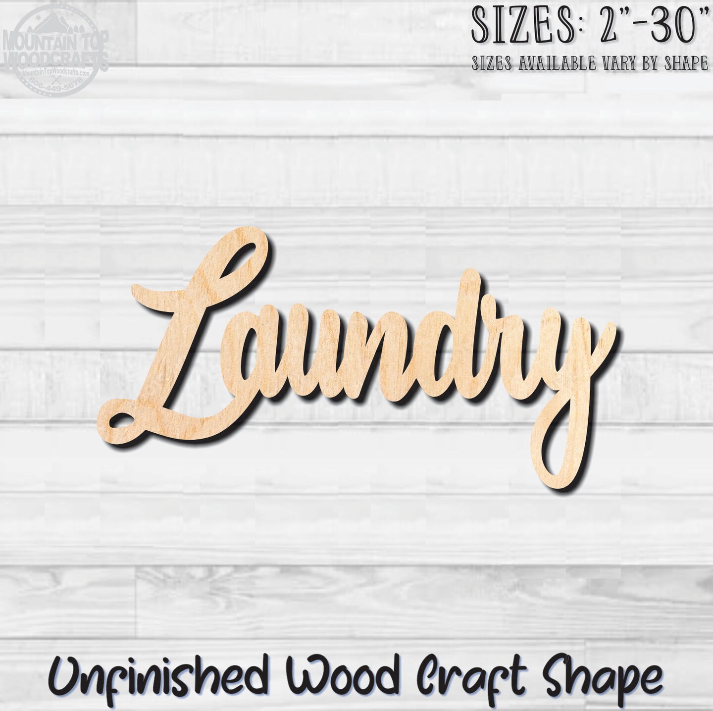 Laundry Word Unfinished Wood Shape Blank Laser Engraved Cutout ...