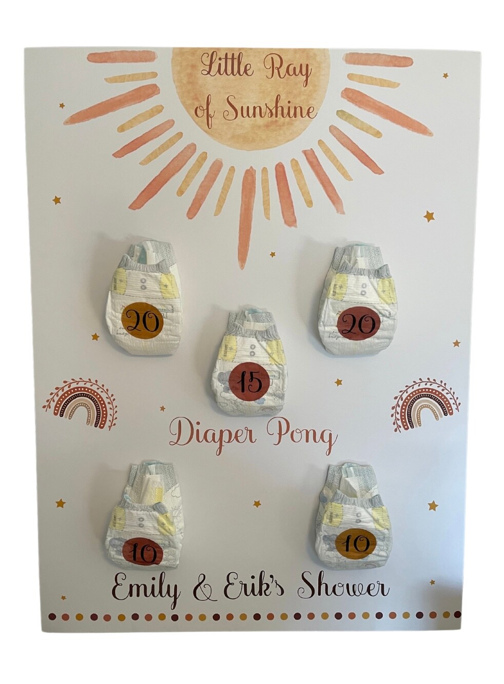 Boho Diaper Pong Game (30"x40"), Custom Baby Shower Game, Diaper Pong ...