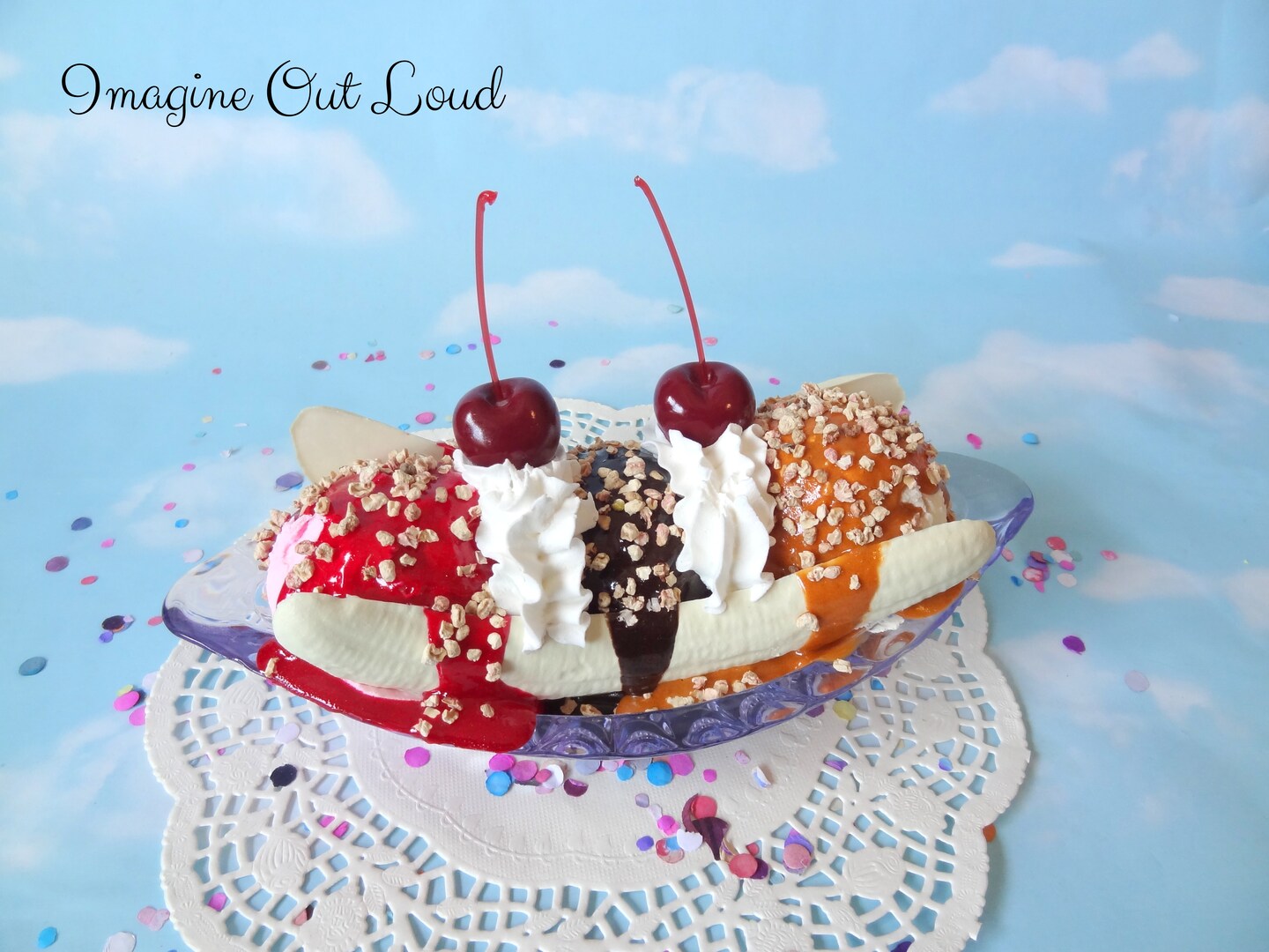 Fake Banana Split Ice Cream Faux Food Prop Chocolate, Strawberry ...